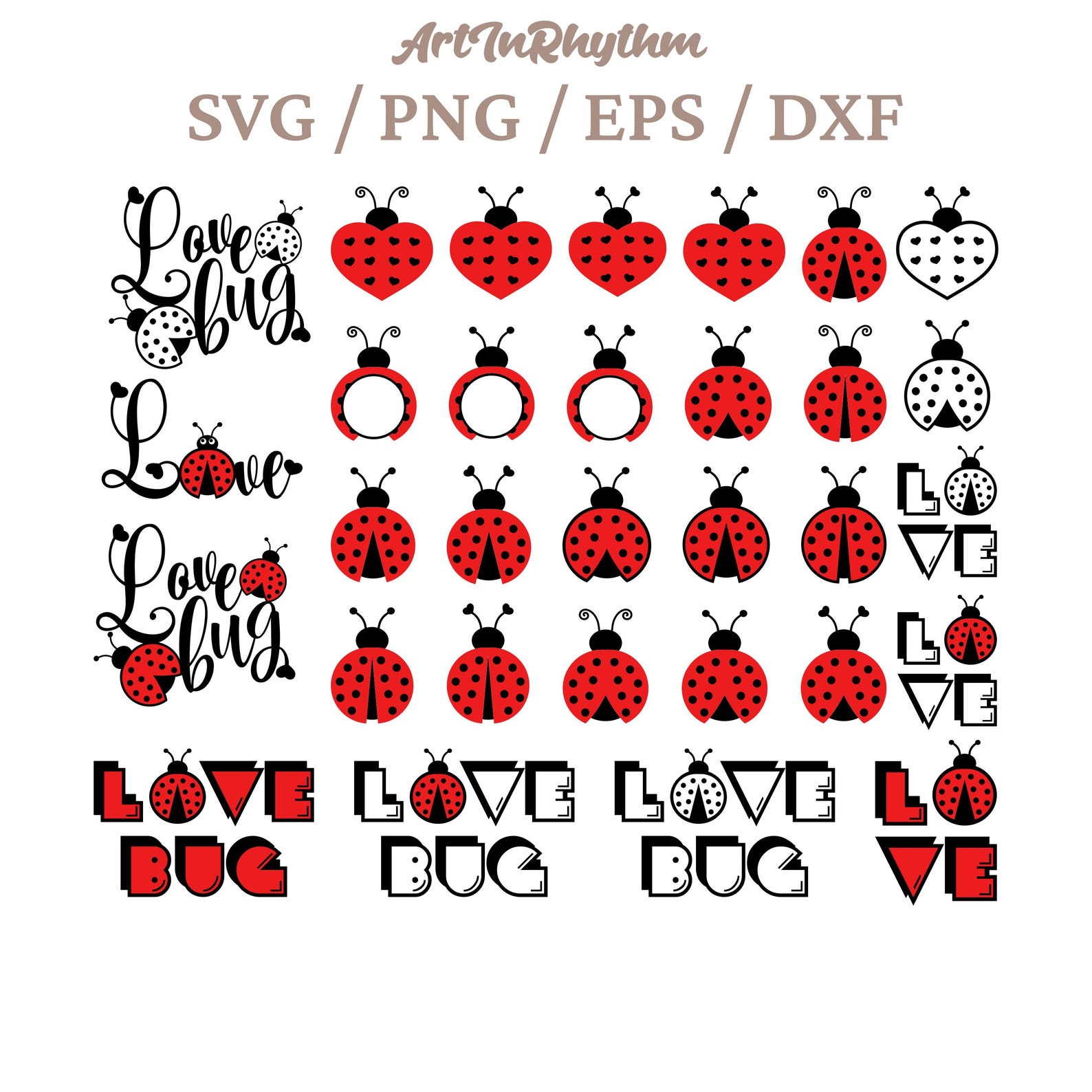 Ladybugs Svg Bundle, Ladybug Svg, Lady Bug PNG Clipart, Love Bug Svg ...