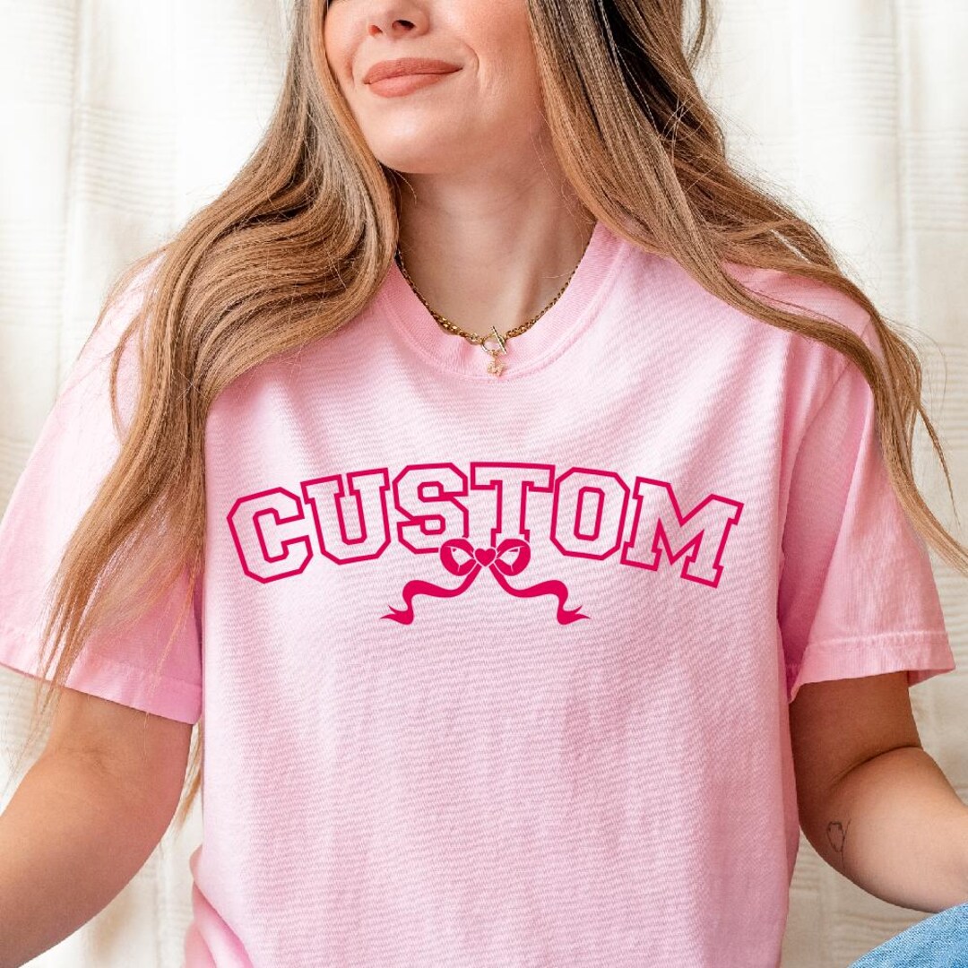 Custom Varsity Text Coquette Bow Svg, Personalized Arc Text Png, Curve ...