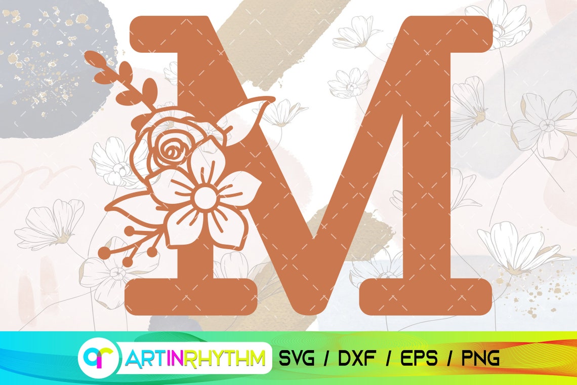 Letter M Svg Floral Letter M Alphabet Svg Letter Svg | Etsy