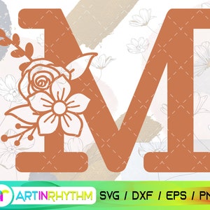 Letter M Svg Floral Letter M Alphabet Svg Letter Svg - Etsy