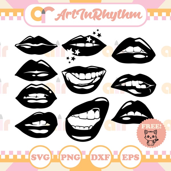 Biting Lips Svg - Etsy