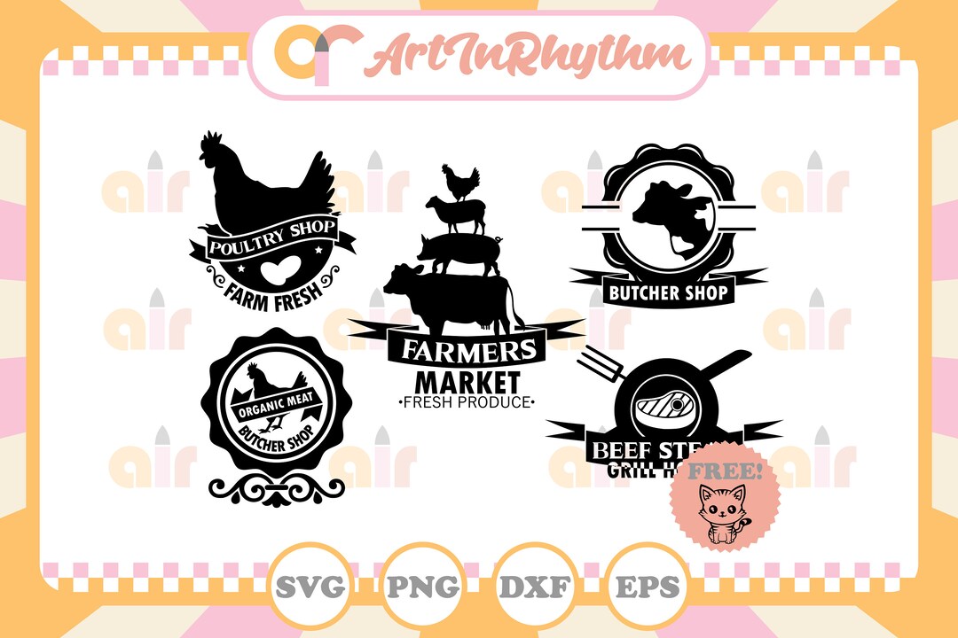 Farmers Market Sign Svg Bundle, Poultry Shop Sign Svg, Butcher Meat ...