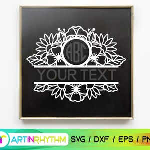 Floral Split Monogram Frame Svg Wedding Monogram Svg Family - Etsy
