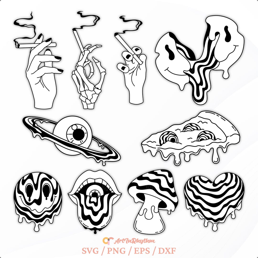 Trippy Svg, Horror Gothic Svg Bundle, Psychedelic Trippy Svg ...