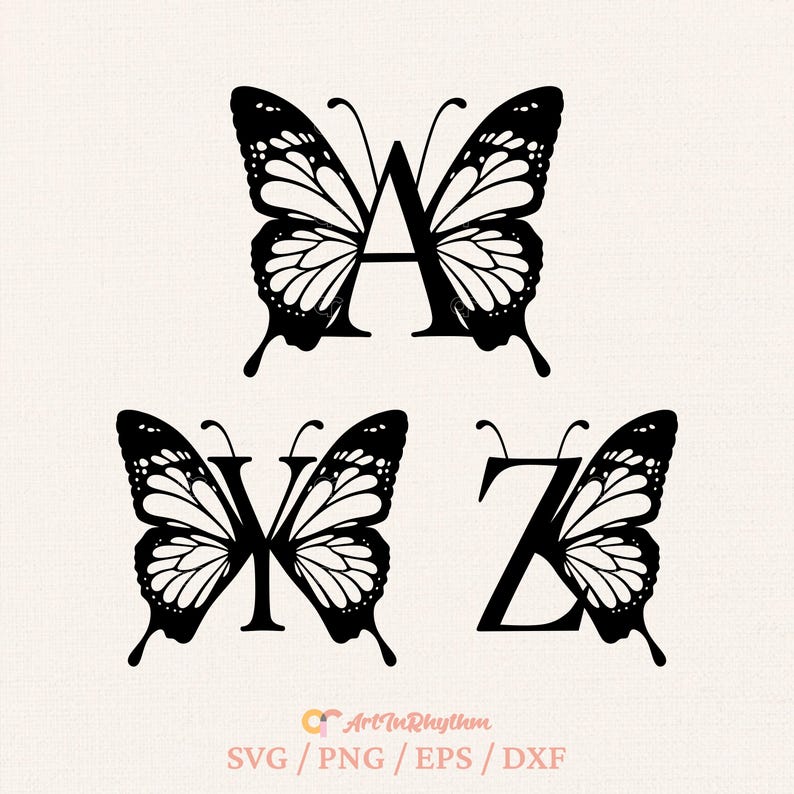 Butterfly Letters Svg, Butterfly Alphabet Svg, Butterfly Font Svg ...