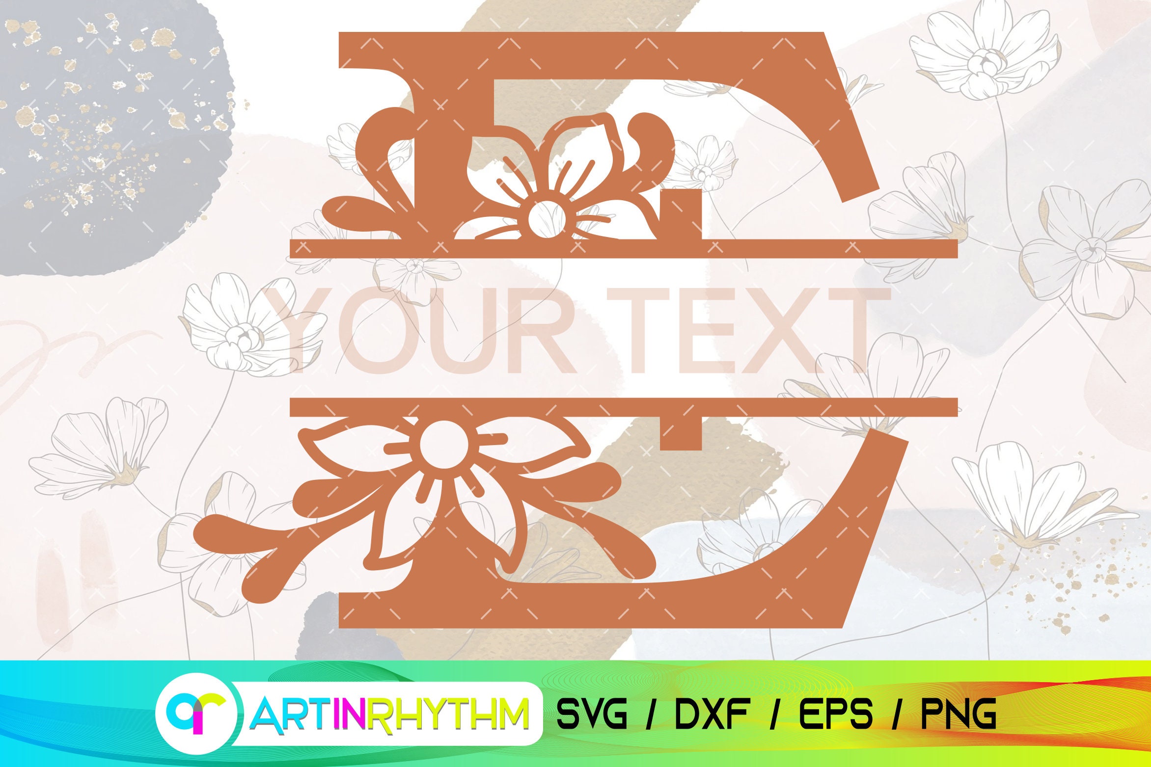 Split Letter E Monogram Svg Letter E Monogram Svg Floral - Etsy