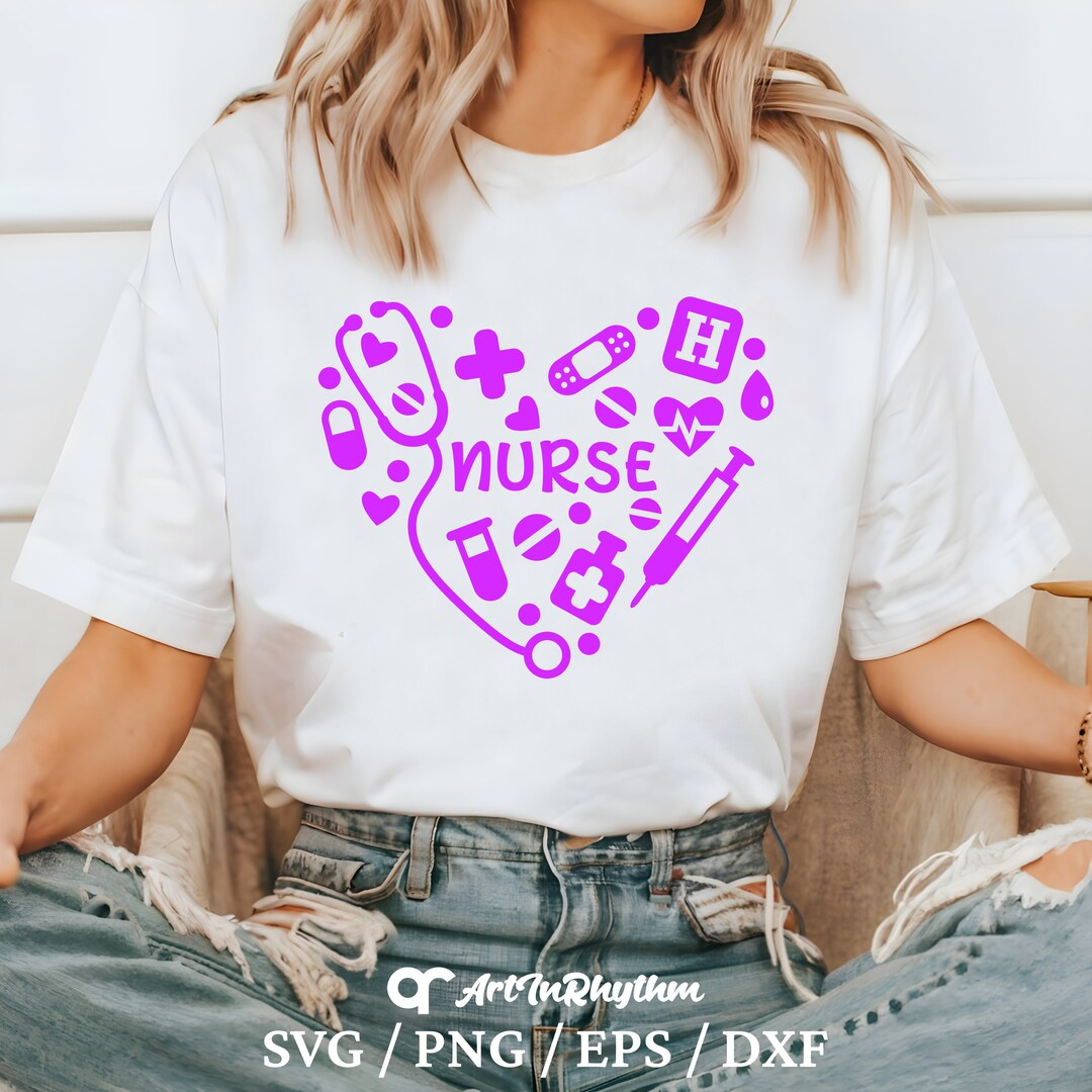Nurse Heart Svg, Nurse Svg Files for Cricut, Nurse Cut Files Svg, Heart ...