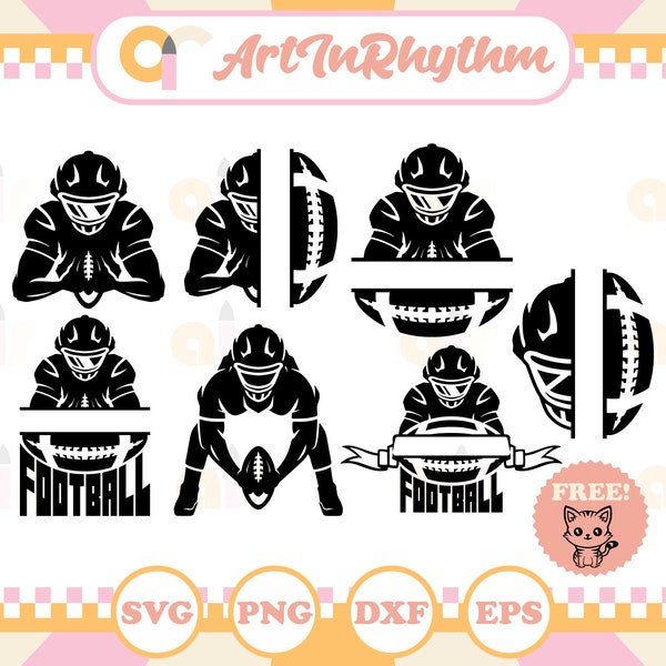 Split Football Player Svg - Etsy