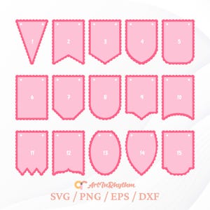 Banners Svg, Scallop Bunting Banners Svg, Bunting Banners Svg, Bunting ...