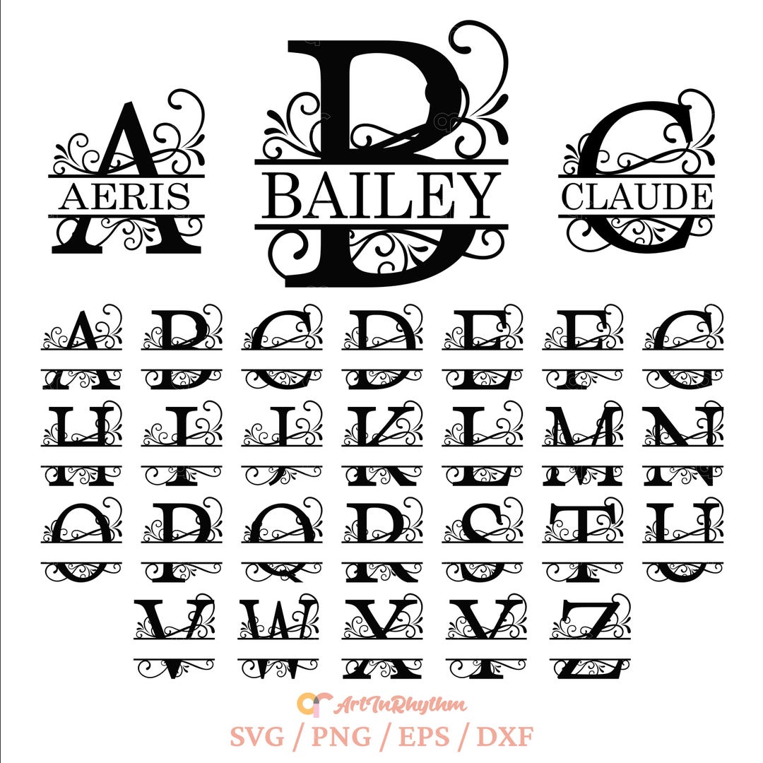Letter Monograms Svg, Split Letter Monograms Svg, Split Monogram Frames Svg, Alphabet Svg ...