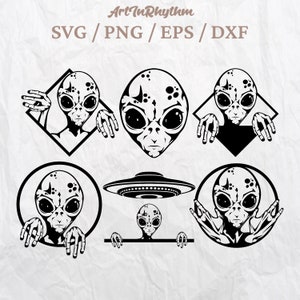 Alien Svg Bundle, Aliens Svg, Alien Svg Files, UFO Svg, Alien Svg Cut ...