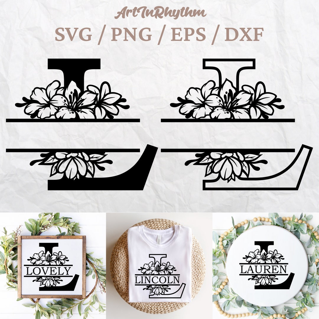 Split Letter L Monogram Svg, Letter L Monogram Svg, Floral Letter L Svg ...