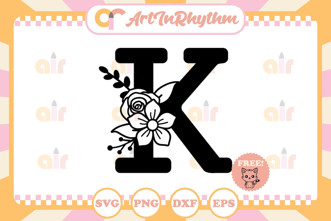 Letter K Svg Floral Letter K Alphabet Svg Letter Svg - Etsy