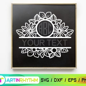 Floral Split Monogram Frame Svg Wedding Monogram Svg Family - Etsy