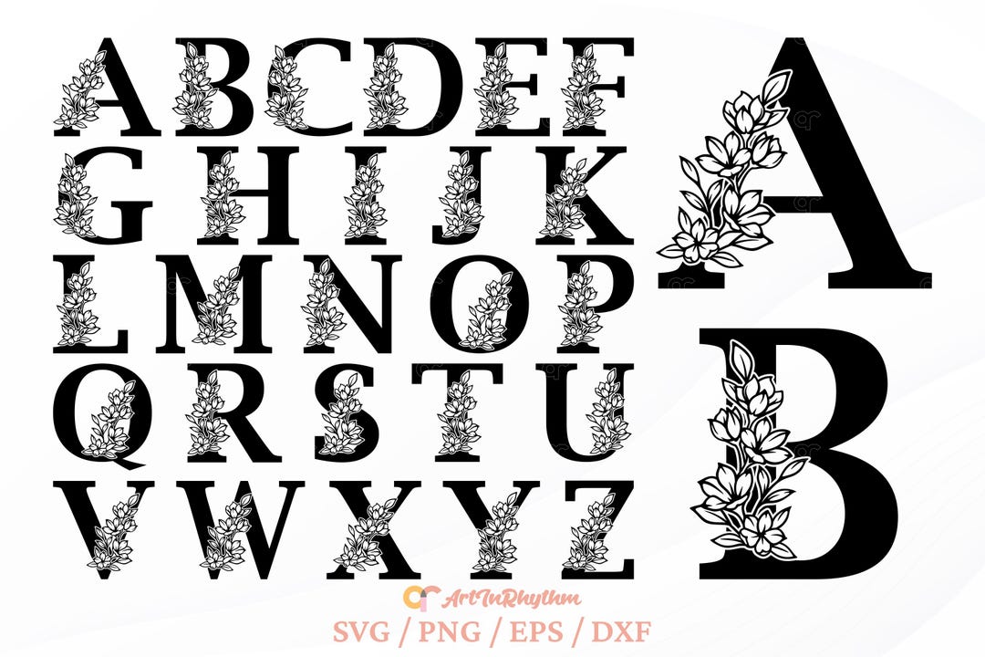 Floral Letters Svg, Alphabet Svg Bundle, Letter Monograms Svg, Alphabet ...