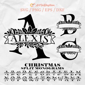 Split Monogram Christmas Svg Split Frame Letter Monogram Svg Alphabet ...