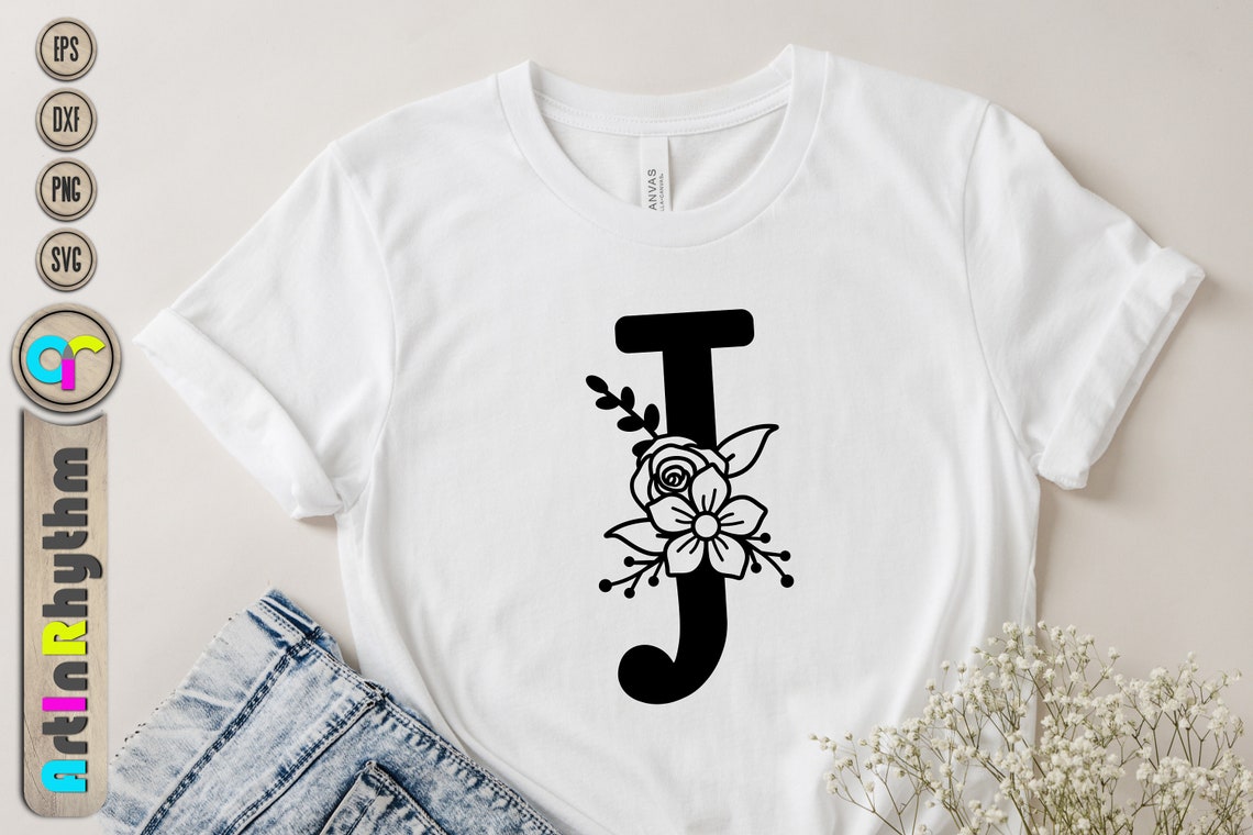 Letter J Svg Floral Letter J Alphabet Svg Letter Svg - Etsy