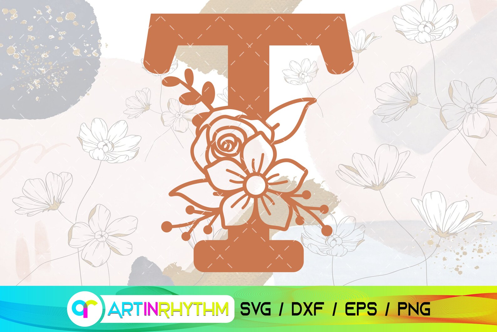 Letter T Svg Floral Letter T Alphabet Svg Letter Svg - Etsy