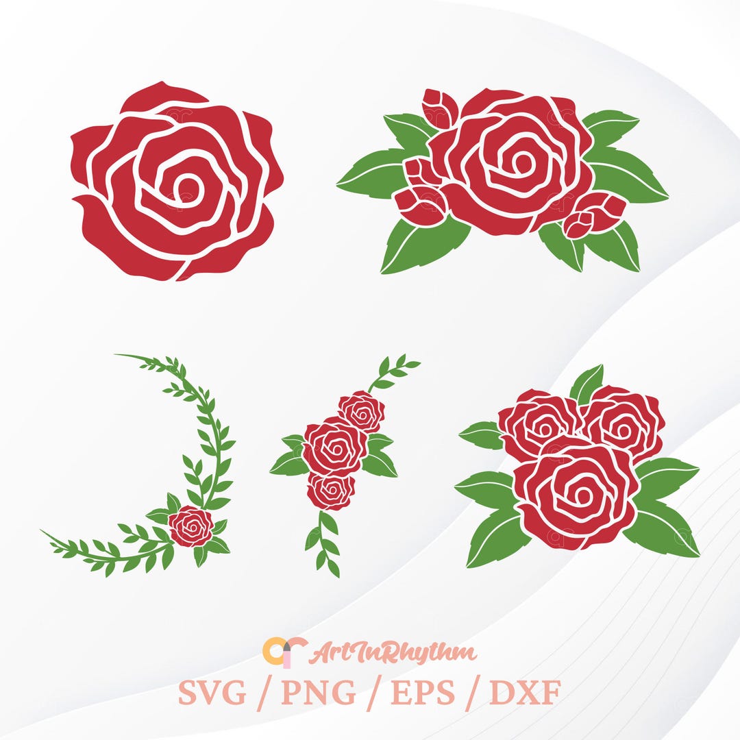 Rose Svg, Red Rose Svg Files, Rose Svg Bundle, Flowers Svg, Floral Svg ...