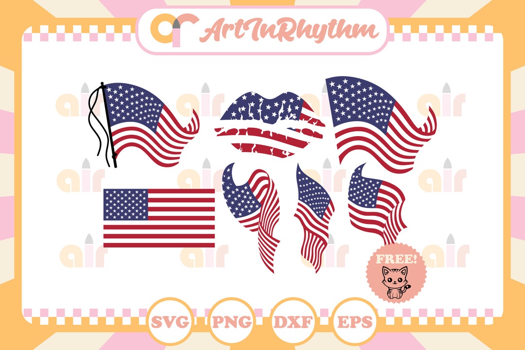 American Flag Svg Bundle, US Flag Svg Cut Files, 4th of July Svg, US ...