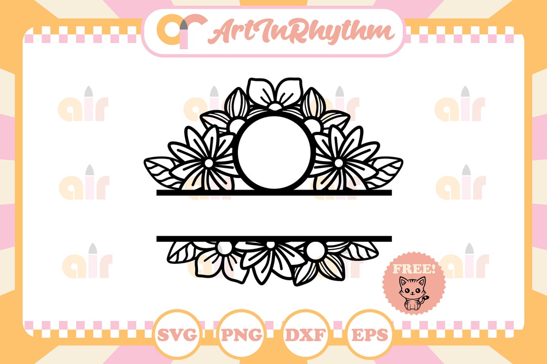 Floral Split Monogram Frame Svg Wedding Monogram Svg Family - Etsy