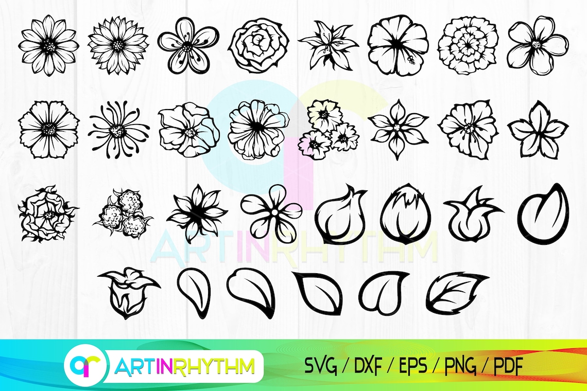 Flower Svg Bundle Flowers Svg Flower Svg Cut Files Flower - Etsy