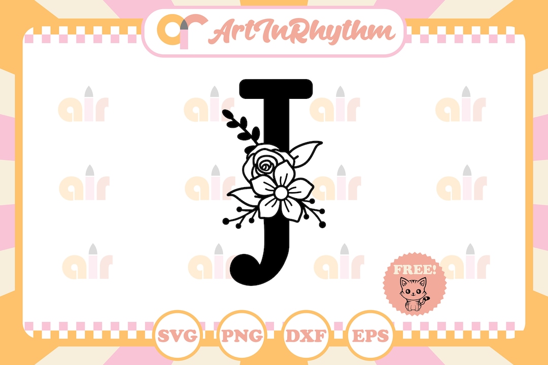 Letter J Svg Floral Letter J Alphabet Svg Letter Svg - Etsy