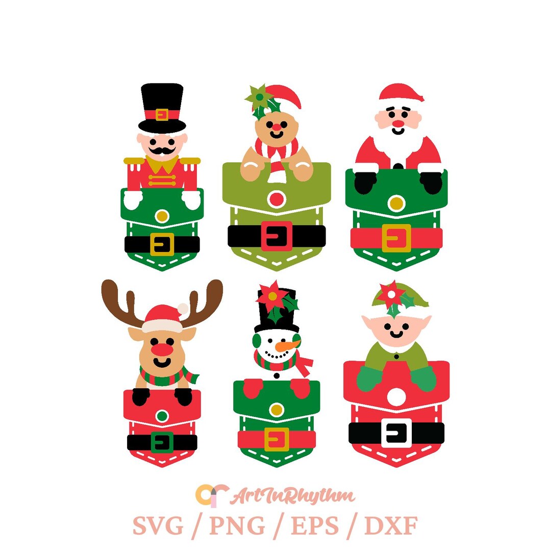 Christmas Pocket Svg Bundle, Christmas Santa Claus Pocket Svg ...