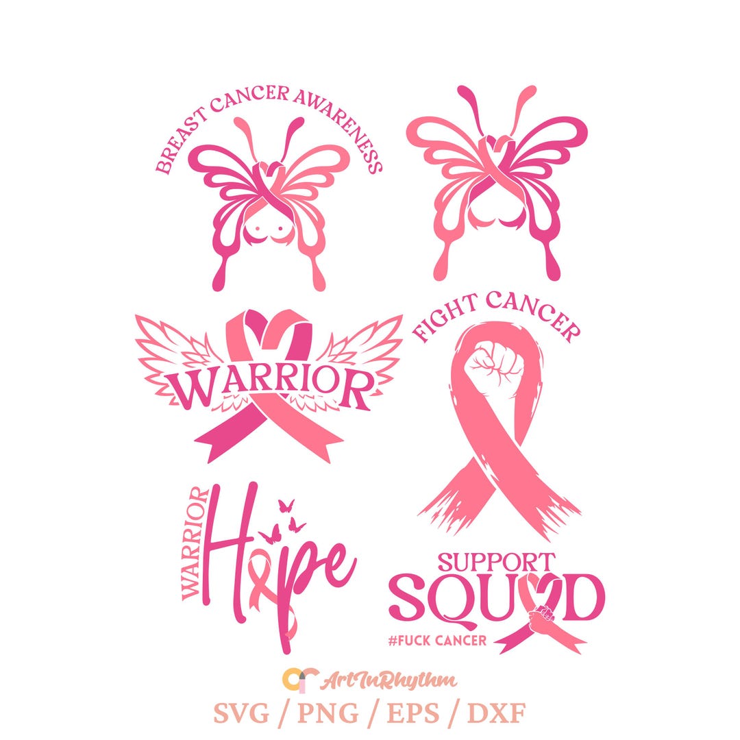 Breast Cancer Pink Ribbon Svg, Breast Cancer Butterfly Svg, Breast ...