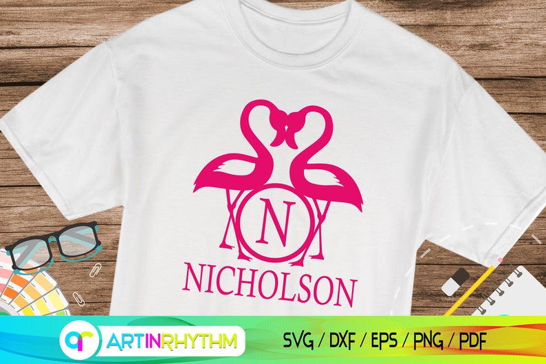 Flamingo Split Frame Monogram Svg Bundle Summer Flamingo | Etsy