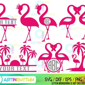 Flamingo Split Frame Monogram Svg Bundle Summer Flamingo | Etsy