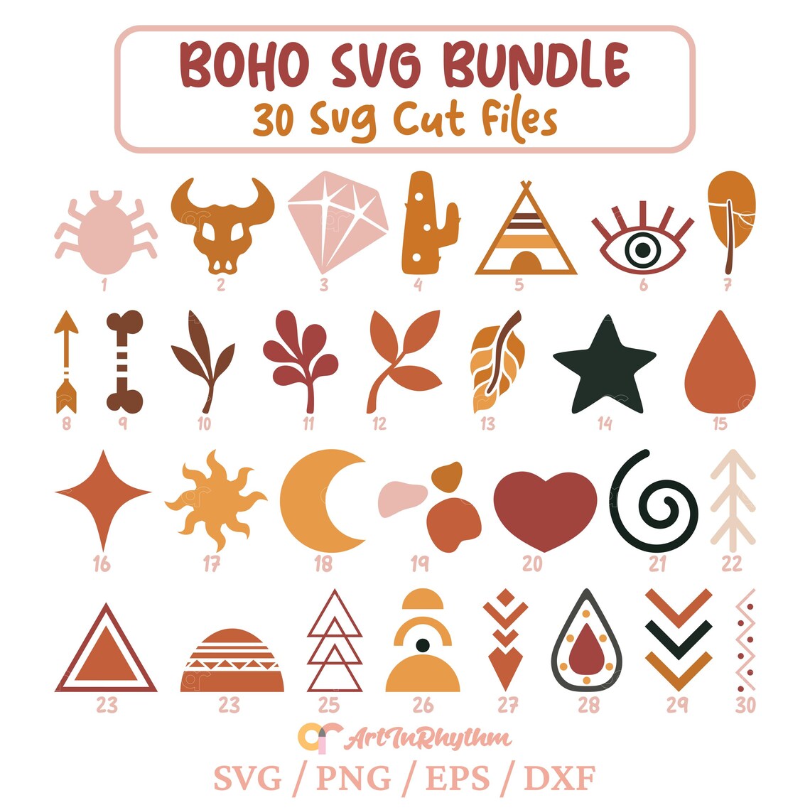 Boho Svg, Boho Svg Bundle, Boho Svg Files, Boho Designs, Boho Vectors ...