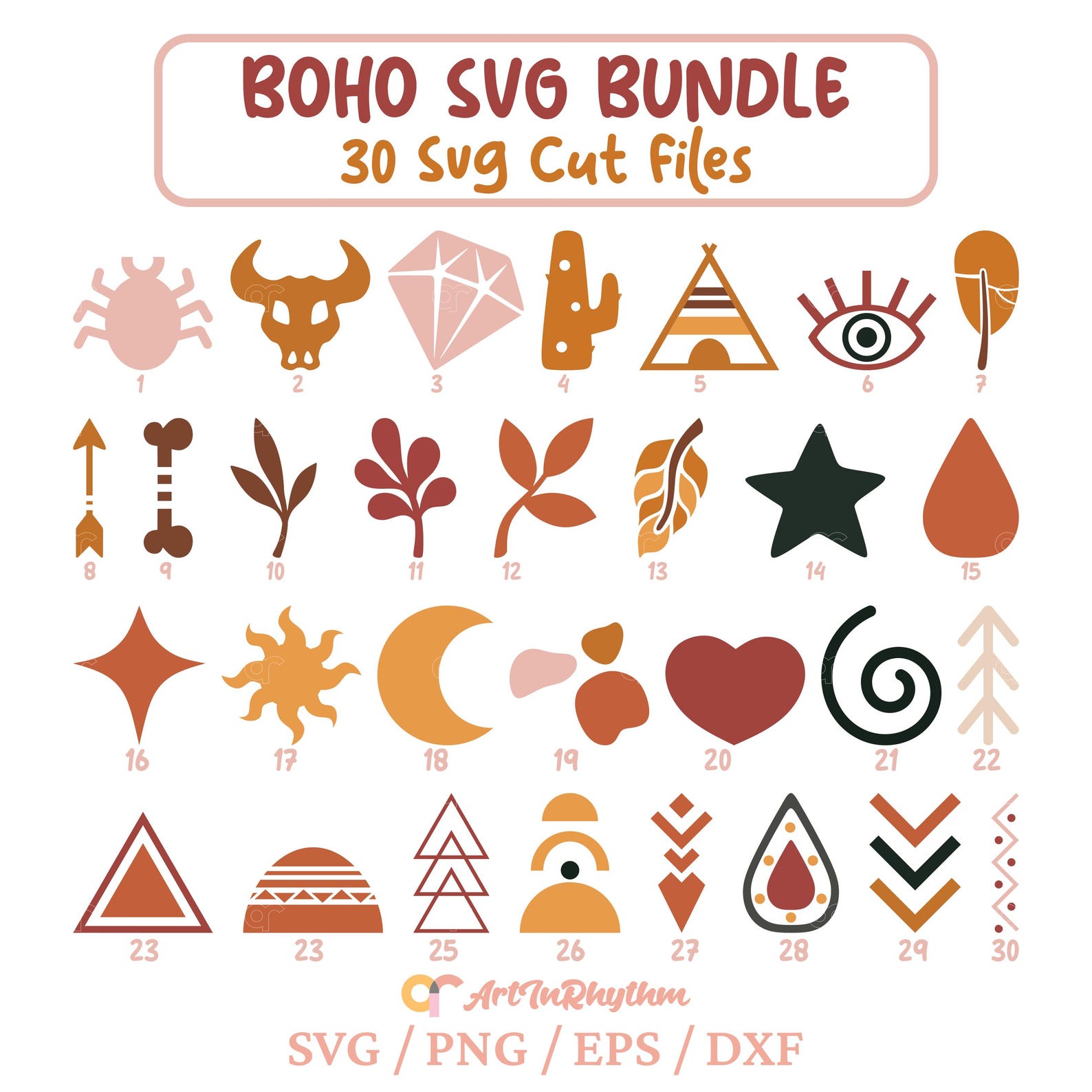 Boho Svg, Boho Svg Bundle, Boho Svg Files, Boho Designs, Boho Vectors ...