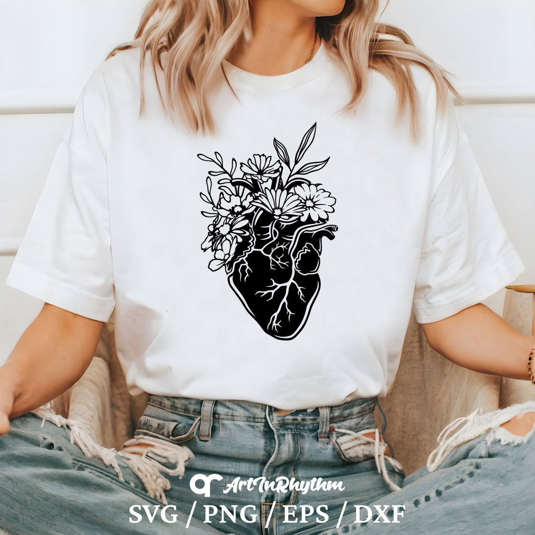 Floral Heart Svg, Heart Svg, Love Svg, Heart Shirt Design, Heart ...