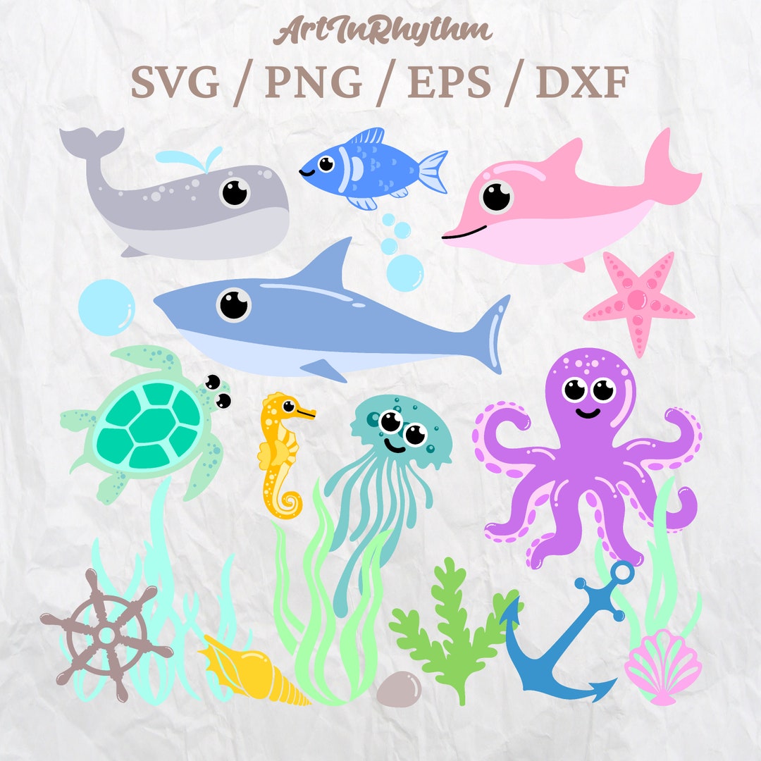 Sea Creature Svg, Animals Svg, Marine Life Svg, Marine Creature Svg ...
