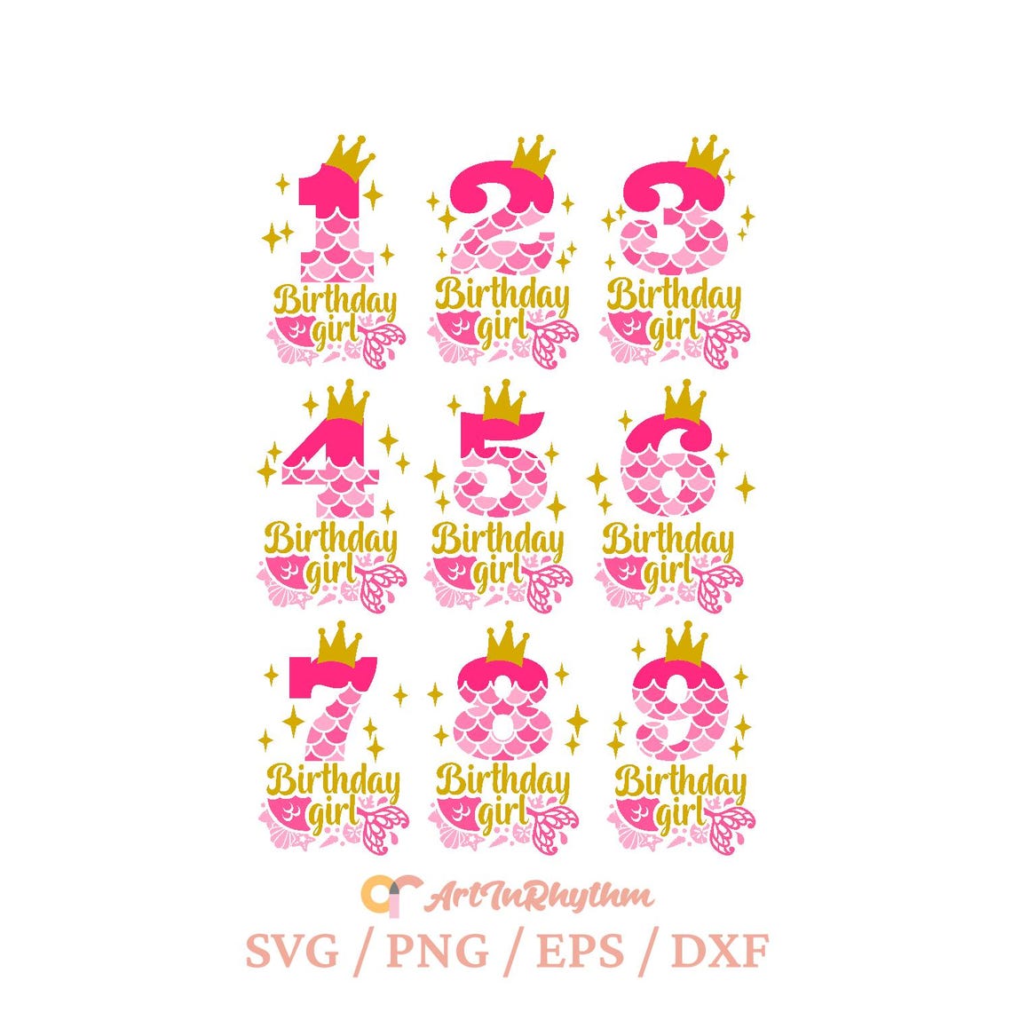 Mermaid Scale Number Bundle, Mermaid Number Svg, Mermaid Scale Svg ...