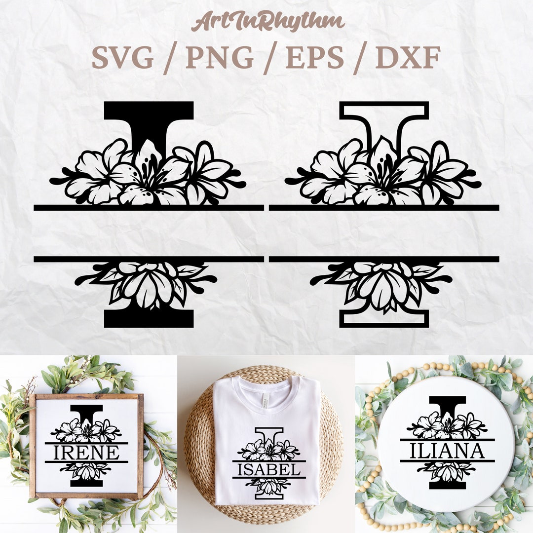 Split Letter I Monogram Svg, Letter I Monogram Svg, Floral Letter I Svg ...