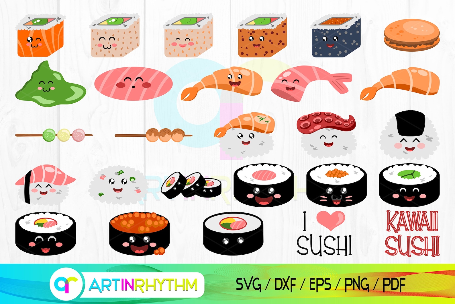 Kawaii Sushi Svg Sushi Svg Sushi Svg Bundle Sushi Clip - Etsy