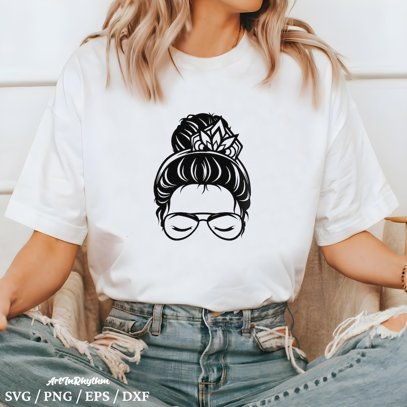 Messy Bun Svg, Messy Bun Crown Svg Bundle, Mom Life Svg, Queen Svg ...