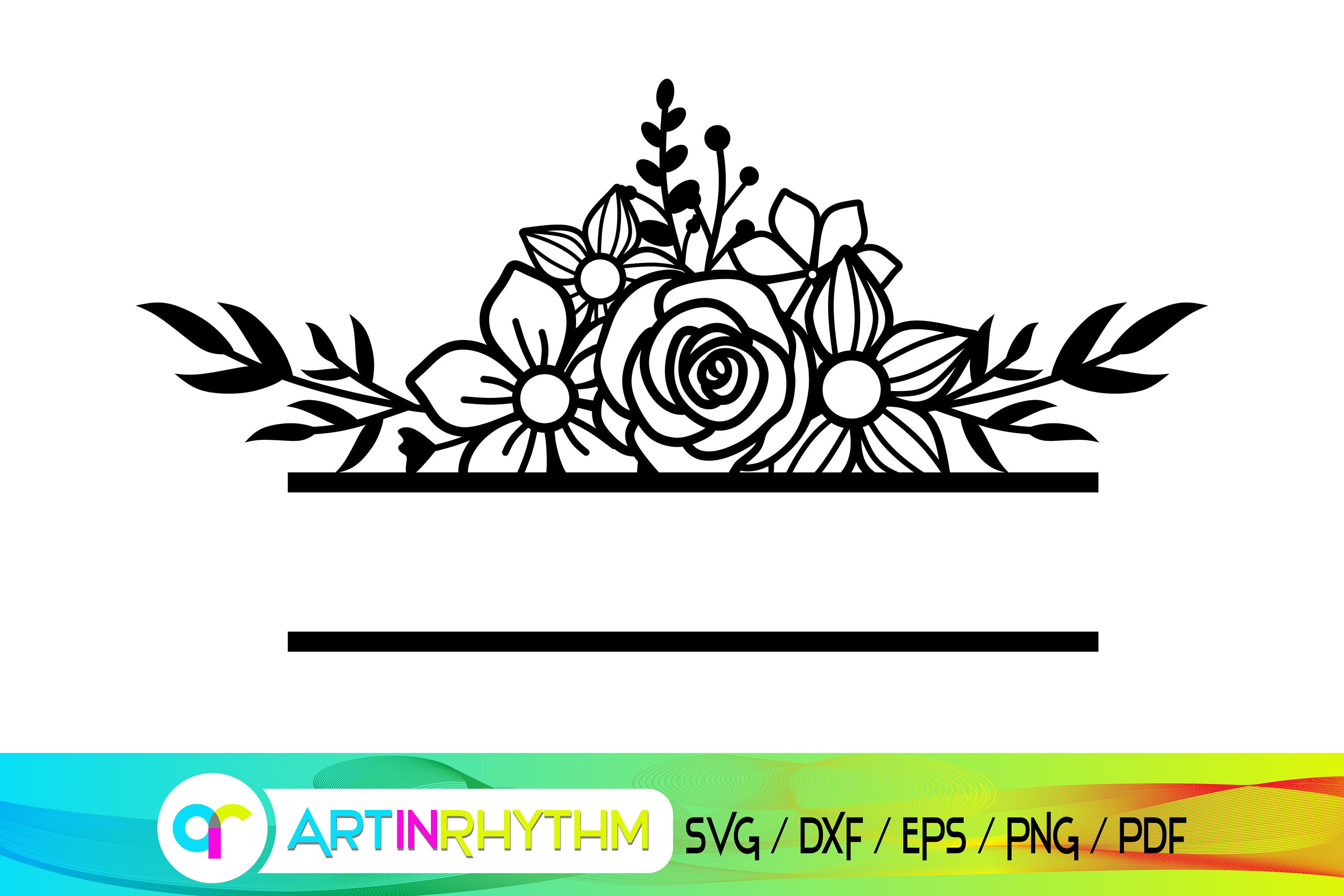 Floral Split Monogram Frame Svg Wedding Monogram Svg Family | Etsy UK