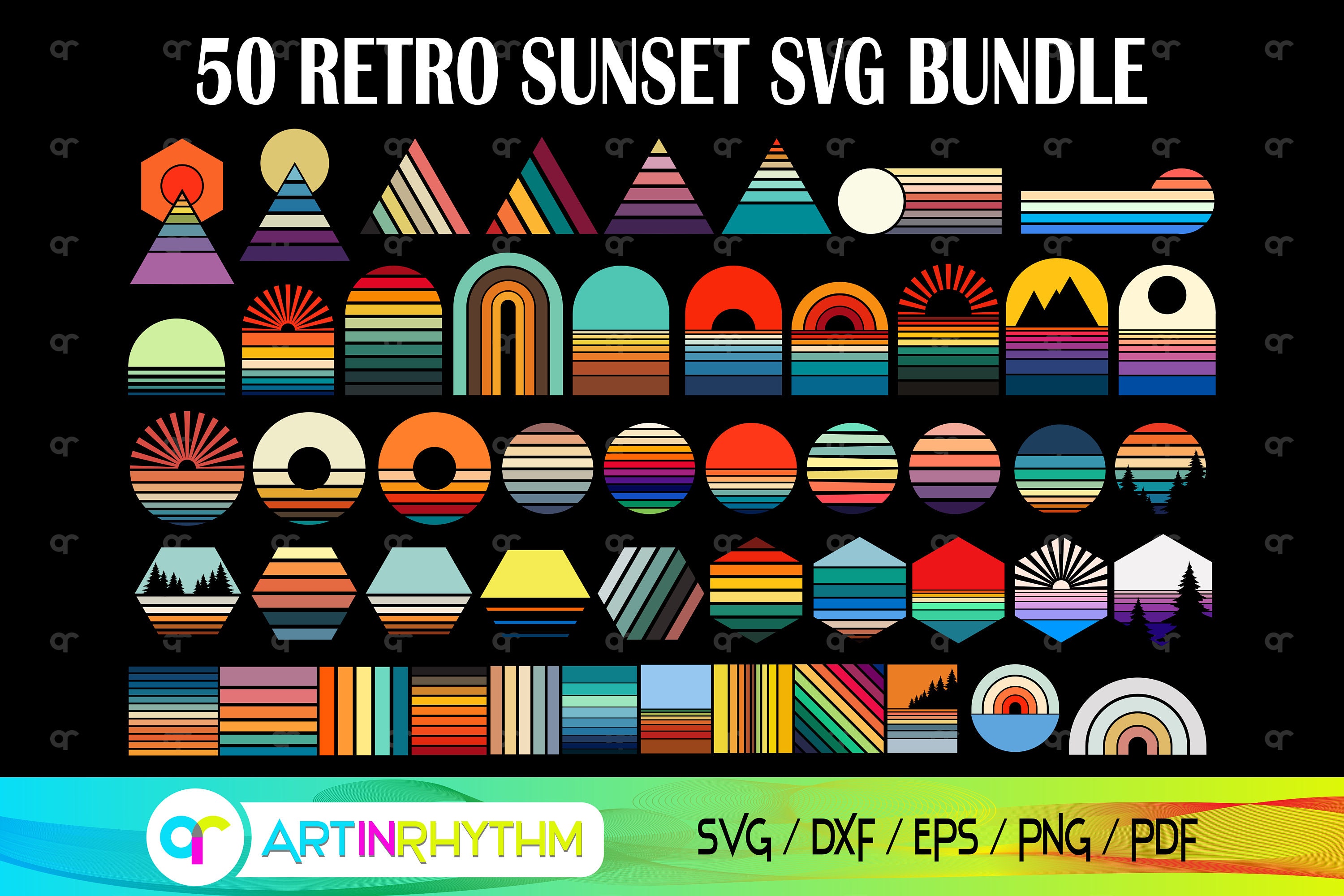 50 Sunset SVG Bundle Vintage Retro Sunset SVG Retro Vintage | Etsy Canada