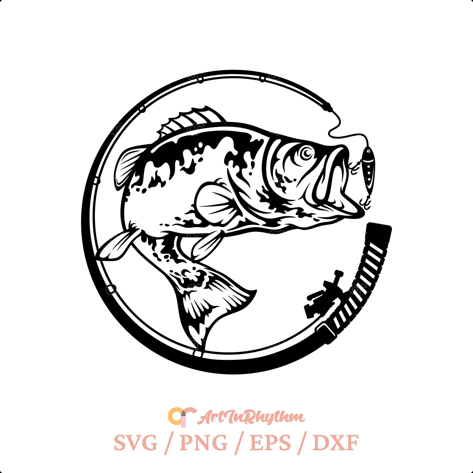 Fishing Svg, Bass Fishing Svg, Bass Fish Svg, Catching Fish Svg ...