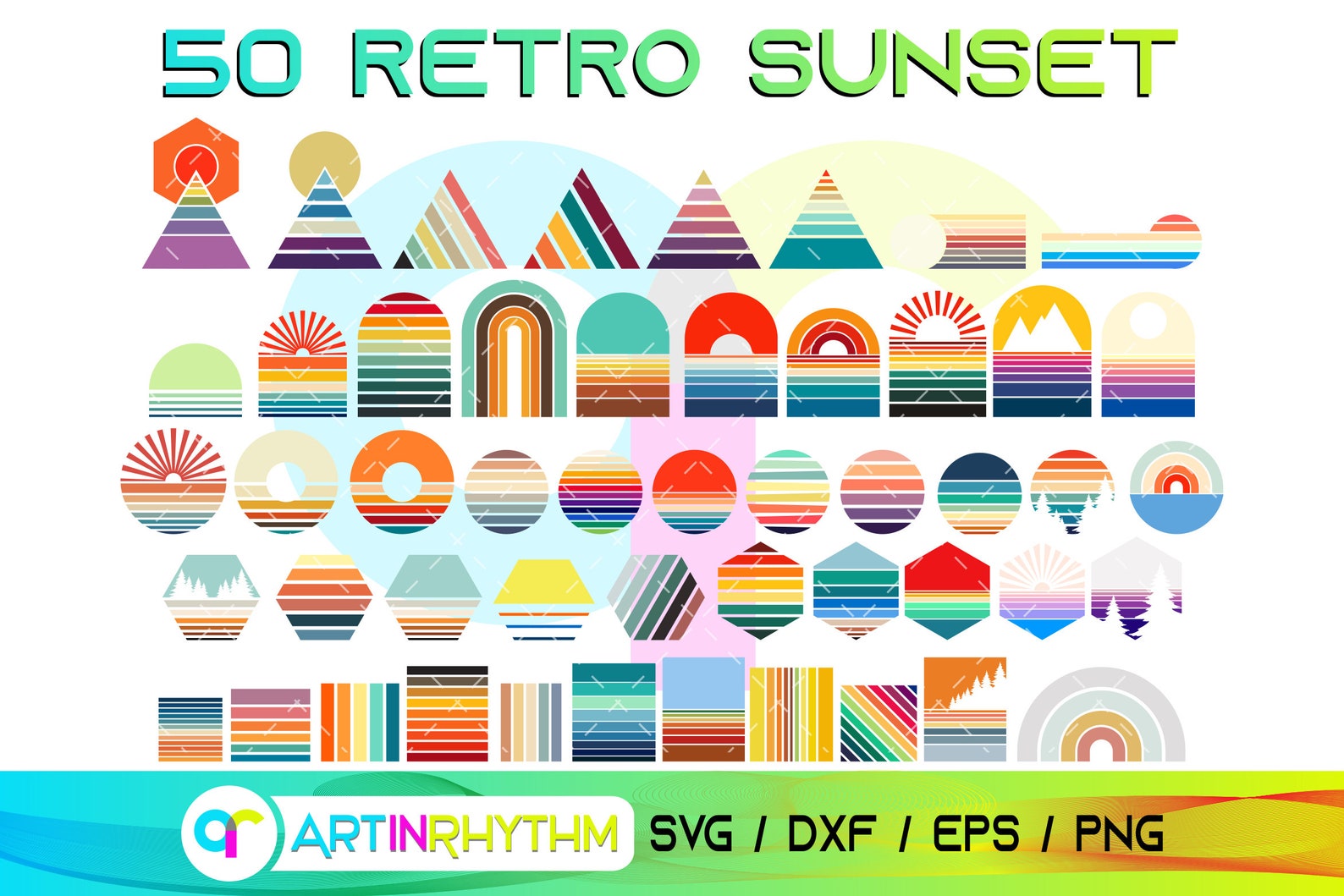 50 Sunset SVG Bundle Vintage Retro Sunset SVG Retro Vintage | Etsy