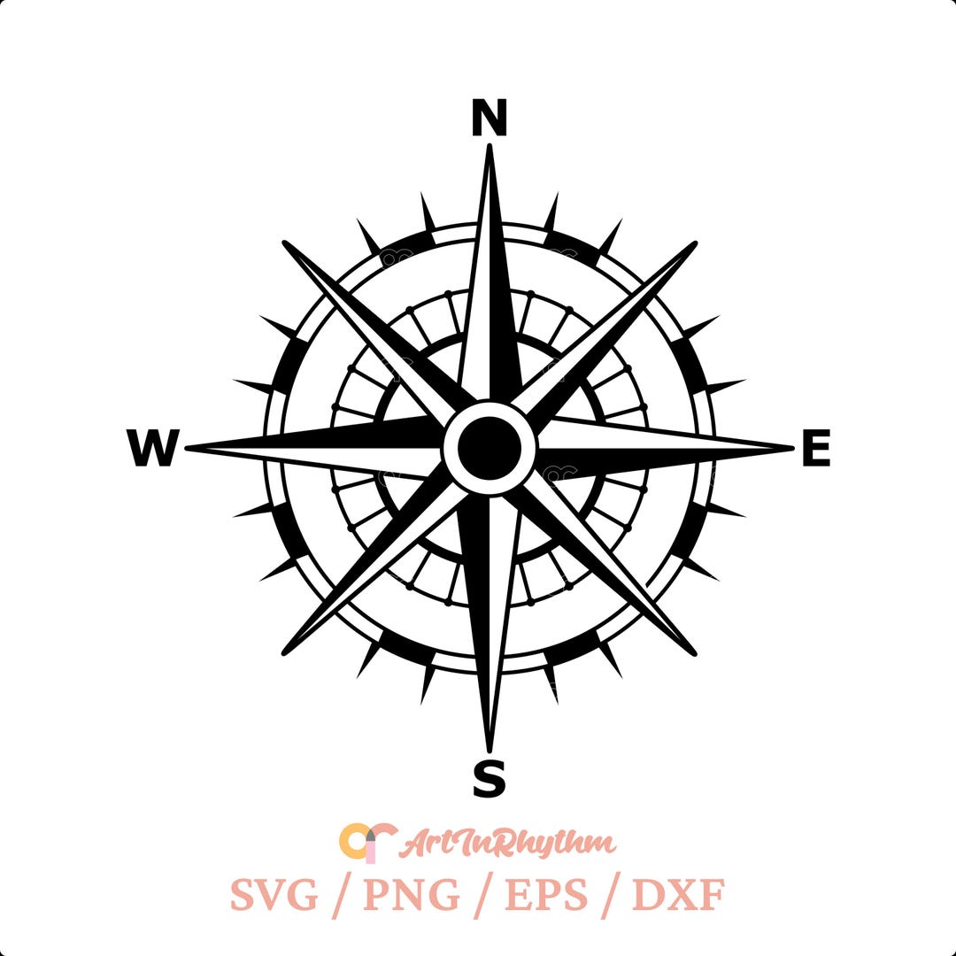 Compass Svg, Nautical Compass Svg, Compass Rose Svg, North South East ...