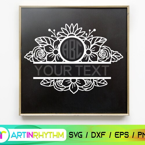 Floral Split Monogram Frame Svg Wedding Monogram Svg Family - Etsy