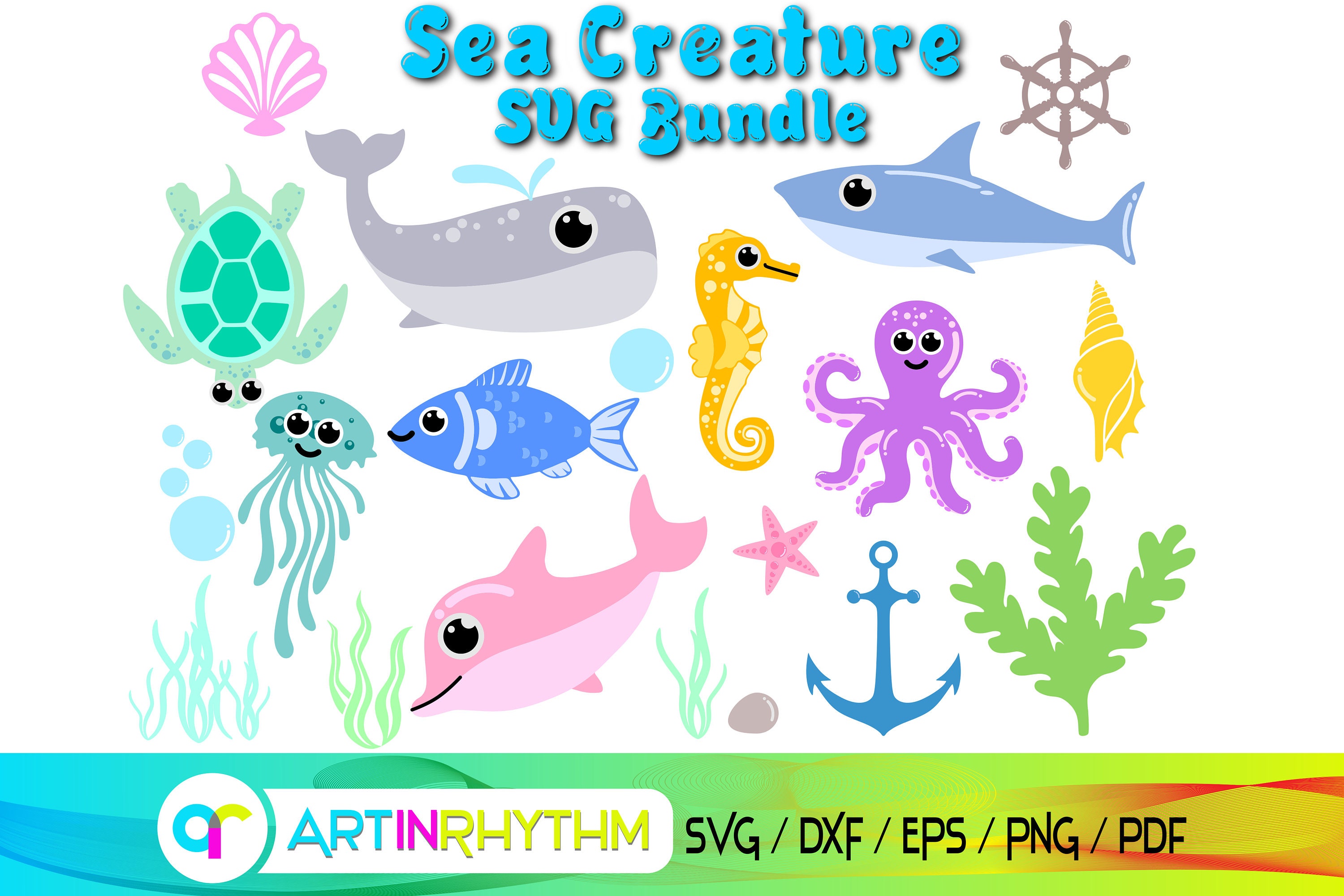Sea Creature Svg Animals Svg Marine Life Svg Marine | Etsy