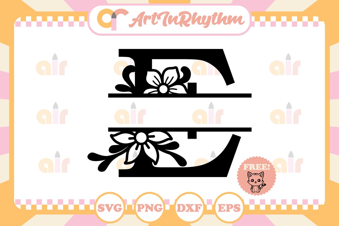 Split Letter E Monogram Svg Letter E Monogram Svg Floral - Etsy