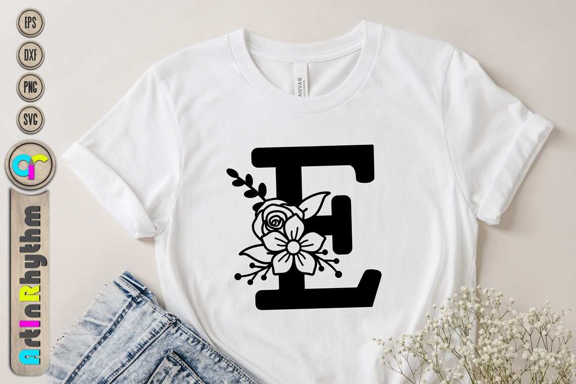 Letter E Svg Floral Letter E Alphabet Svg Letter Svg - Etsy