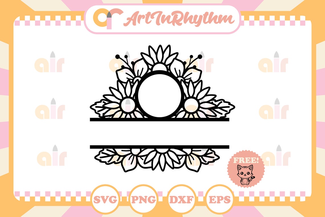 Floral Split Monogram Frame Svg, Wedding Monogram Svg, Family Name Svg ...