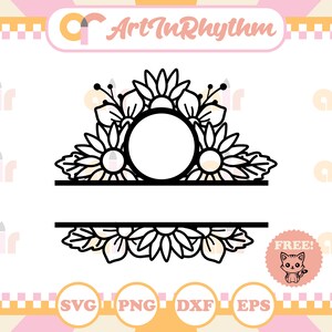 Floral Split Monogram Frame Svg, Wedding Monogram Svg, Family Name Svg ...